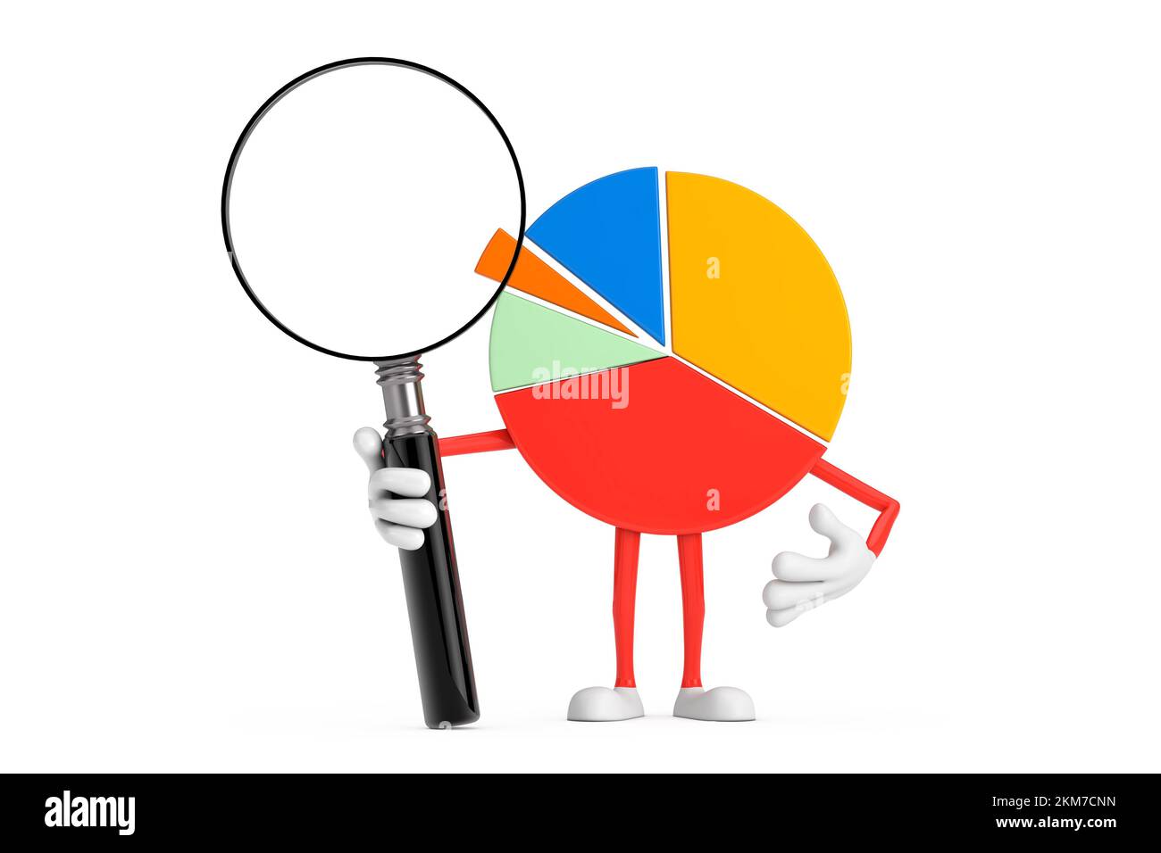 Info Graphics Business Pie Chart Character Person with Magnifying Glass ...