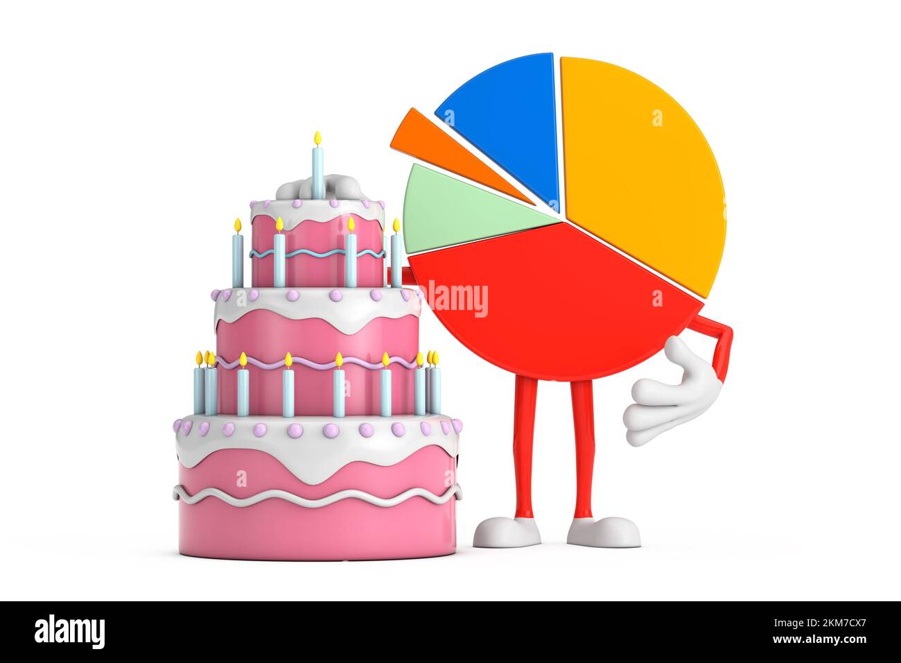 Info Graphics Business Pie Chart Character Person with Birthday Cartoon ...