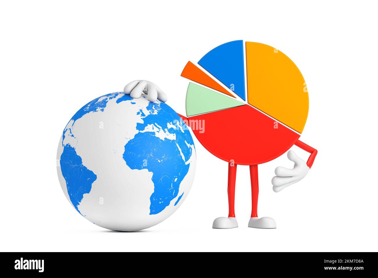 Info Graphics Business Pie Chart Character Person with Earth Globe on a ...