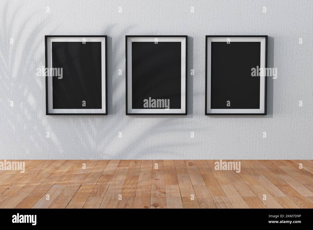 Black Blank Placard Mockup Picture Photo Frames in Abstract Empty Room ...