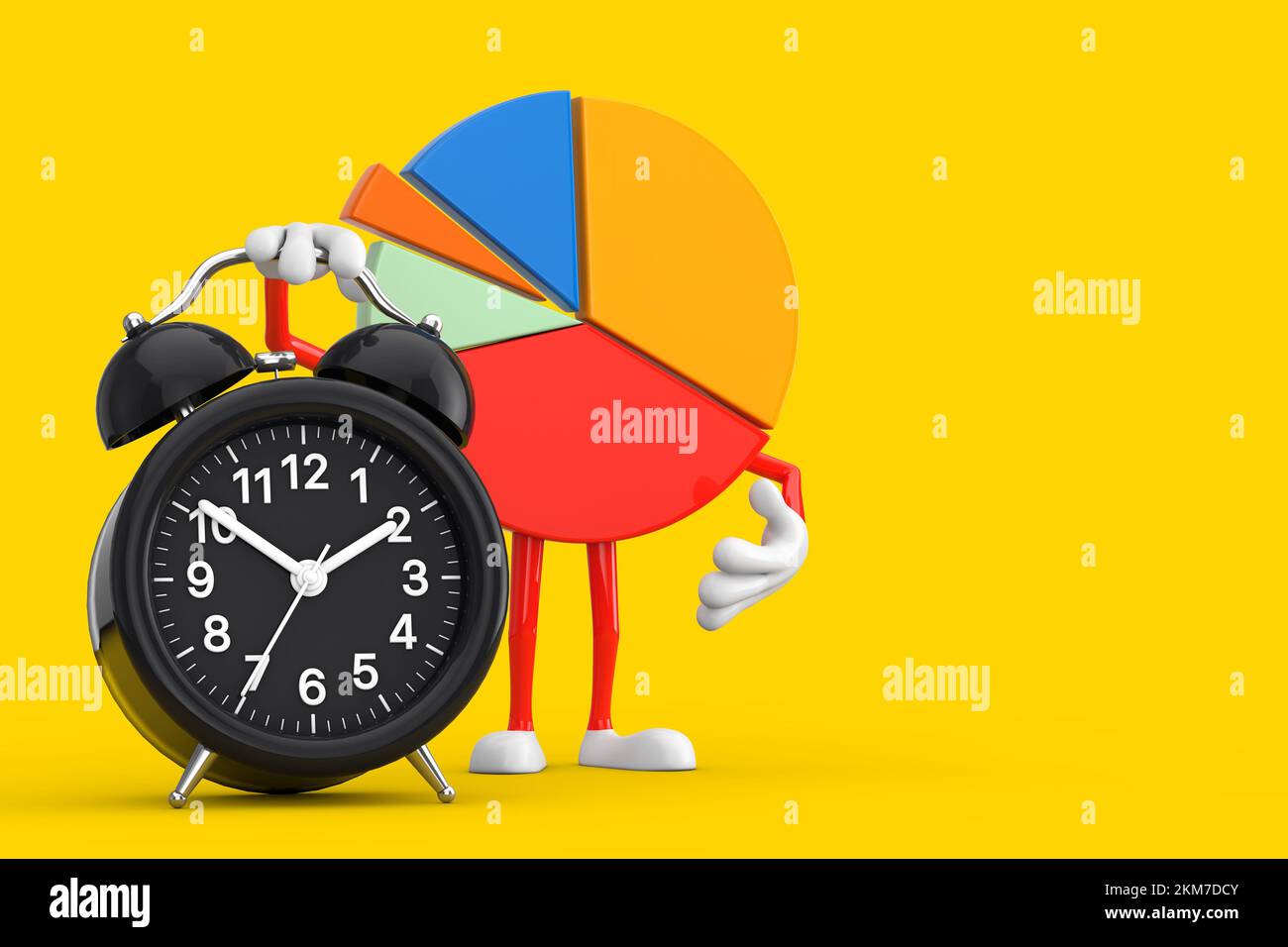 Info Graphics Business Pie Chart Character Person with Alarm Clock on a ...