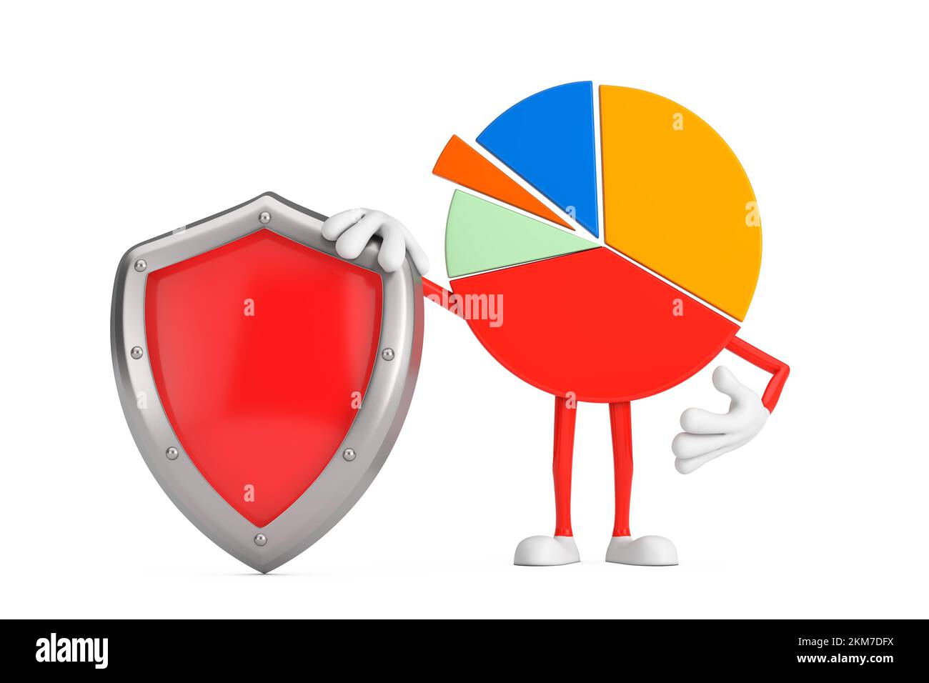 Info Graphics Business Pie Chart Character Person with Red Metal ...