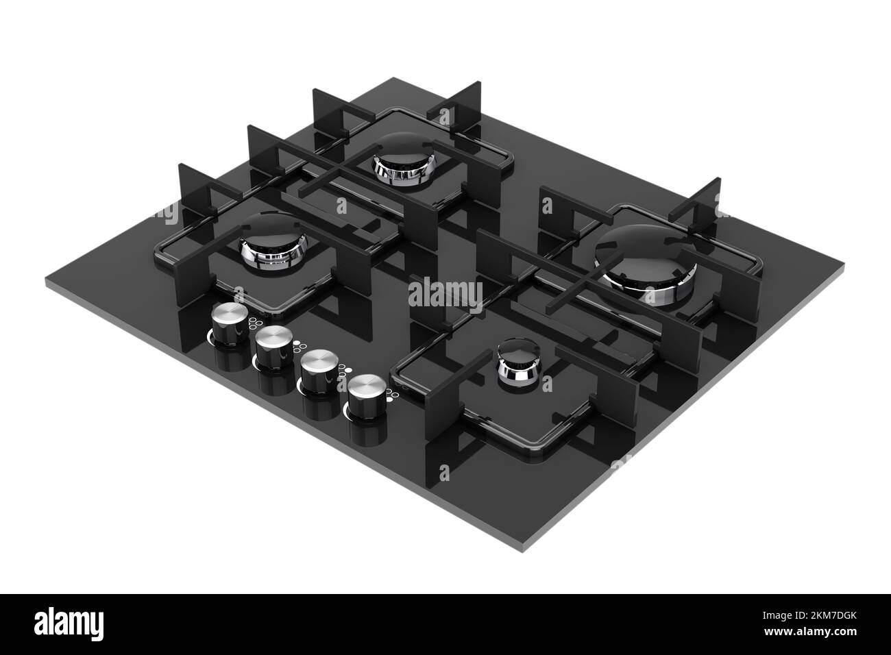 Black Modern Kitchen Gas Stove on a white background. 3d Rendering ...