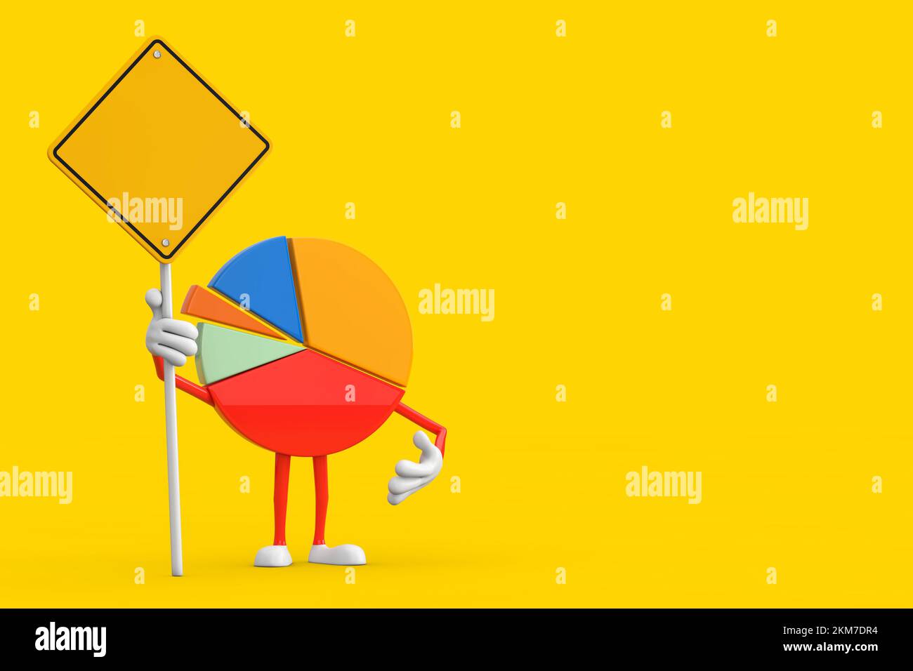 Info Graphics Business Pie Chart Character Person and Yellow Road Sign ...