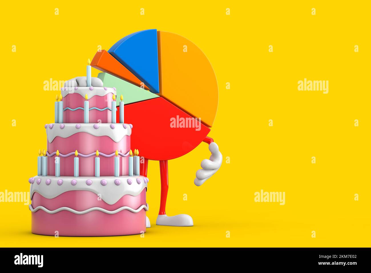 Info Graphics Business Pie Chart Character Person with Birthday Cartoon ...
