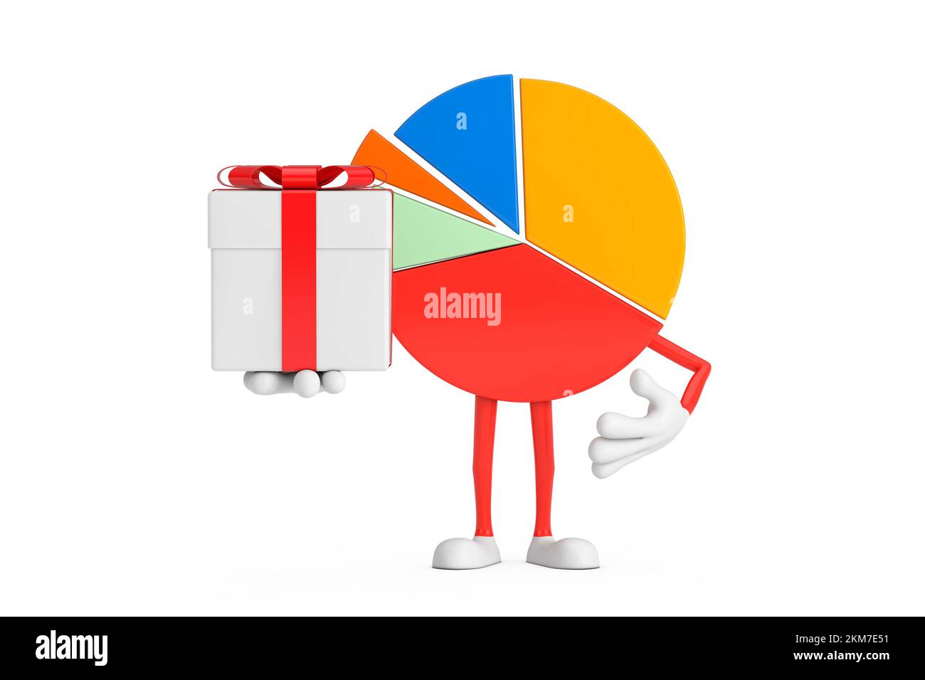 Info Graphics Business Pie Chart Character Person with Gift Box and Red ...
