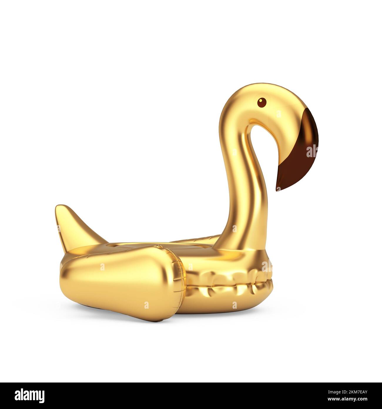 Summer Swimming Pool Inflantable Golden Flamingo Toy on a white ...