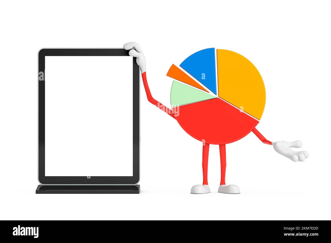 Info Graphics Business Pie Chart Character Person with Blank Trade Show ...