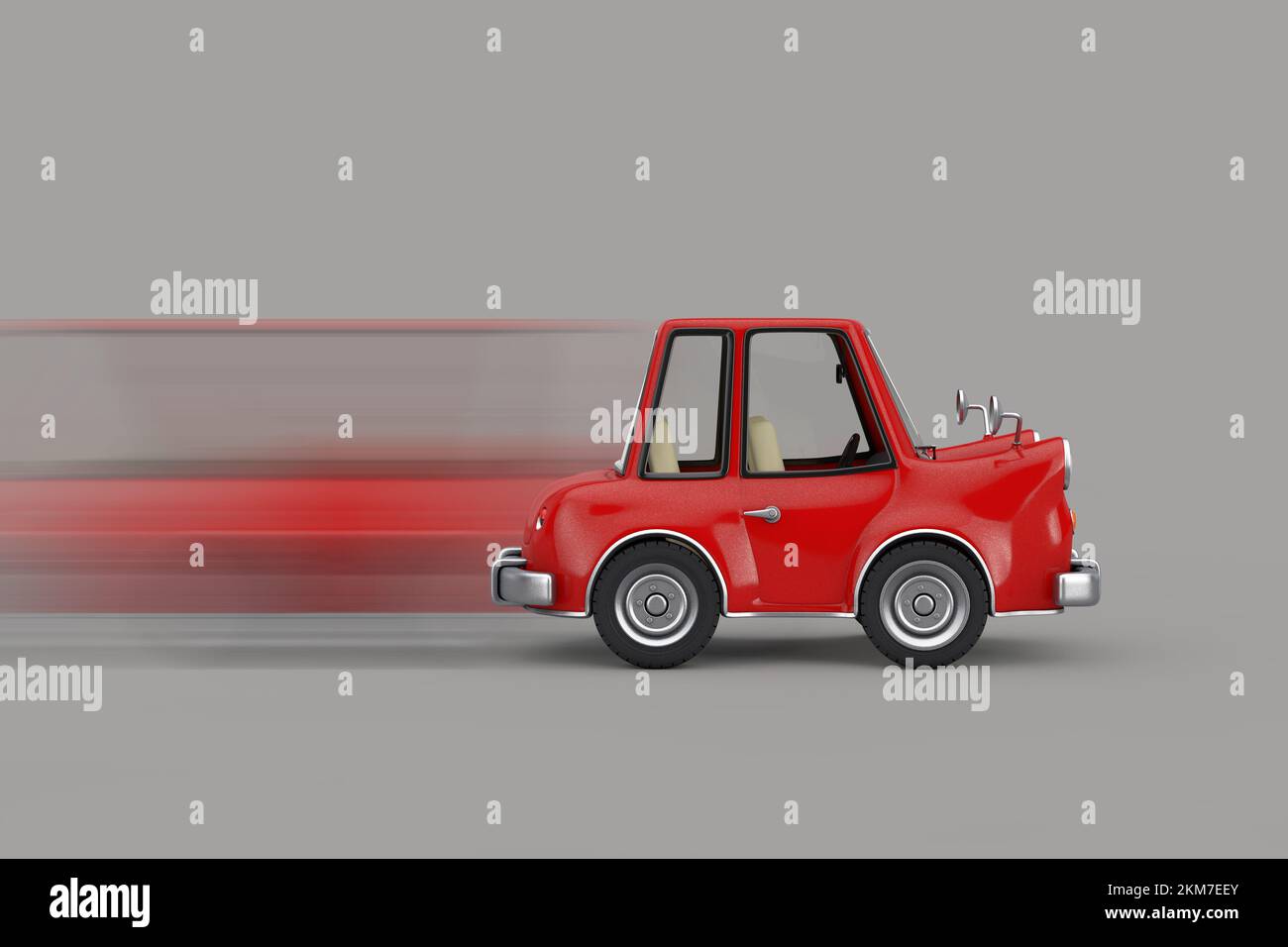 Red Cartoon Car in Motion on a grey background. 3d Rendering Stock ...