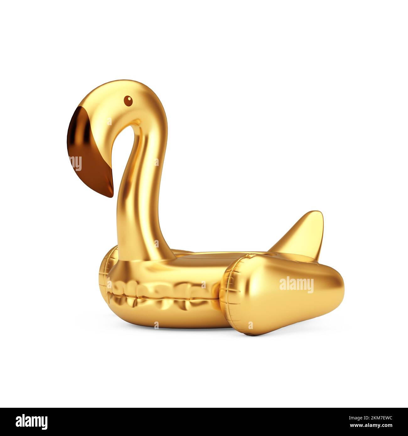 Summer Swimming Pool Inflantable Golden Flamingo Toy on a white ...