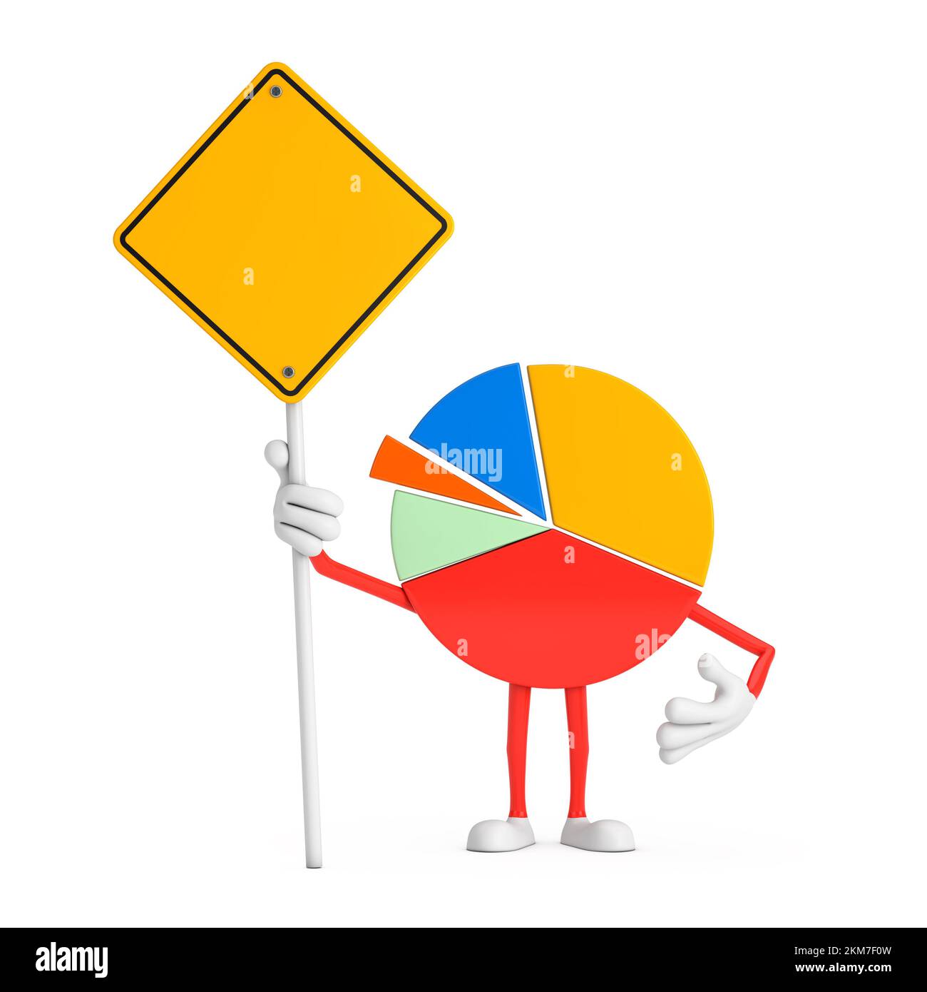 Info Graphics Business Pie Chart Character Person and Yellow Road Sign ...