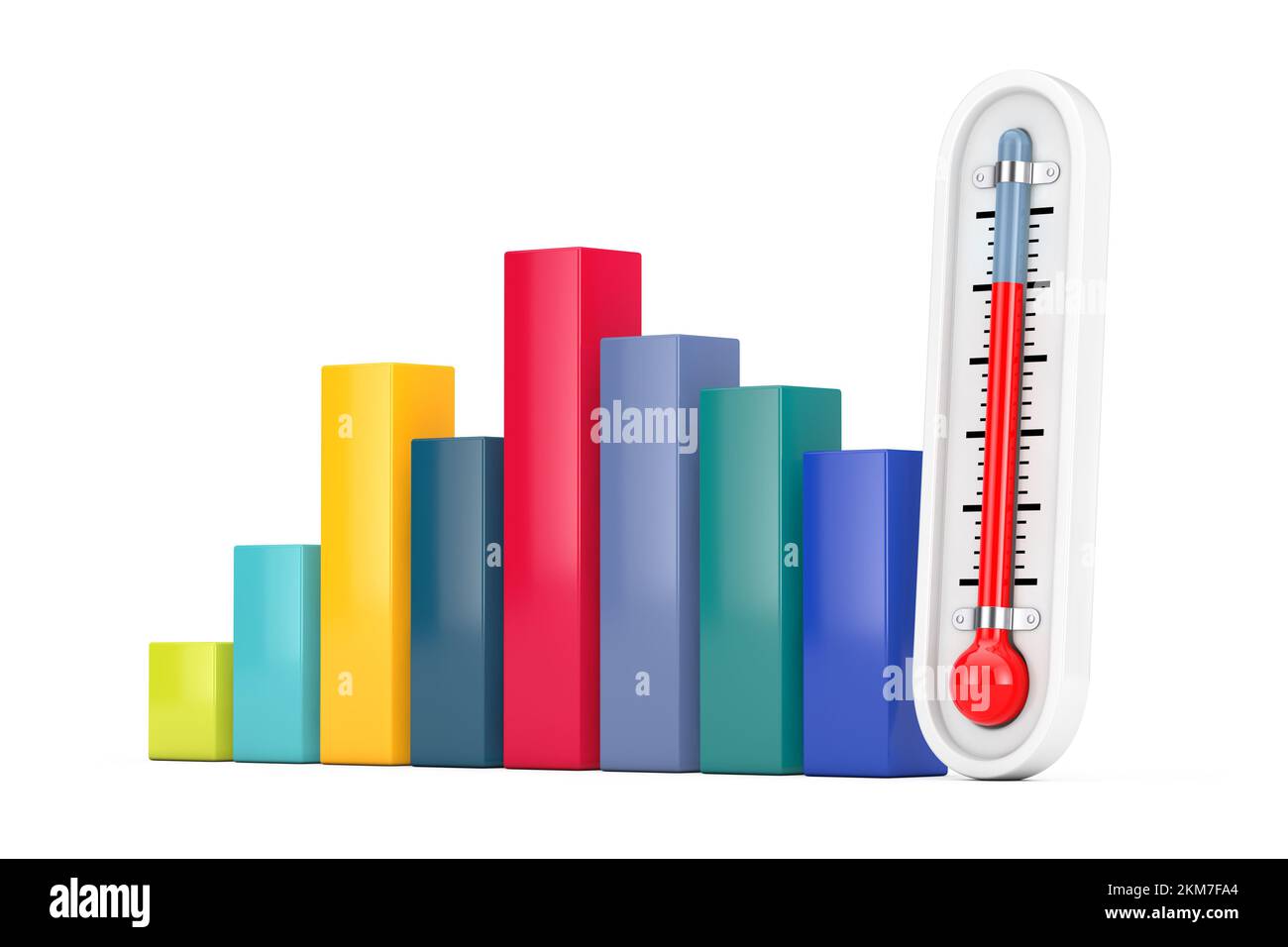 Presentation Business Infographic Graph Bars with Outdoor Thermometer ...