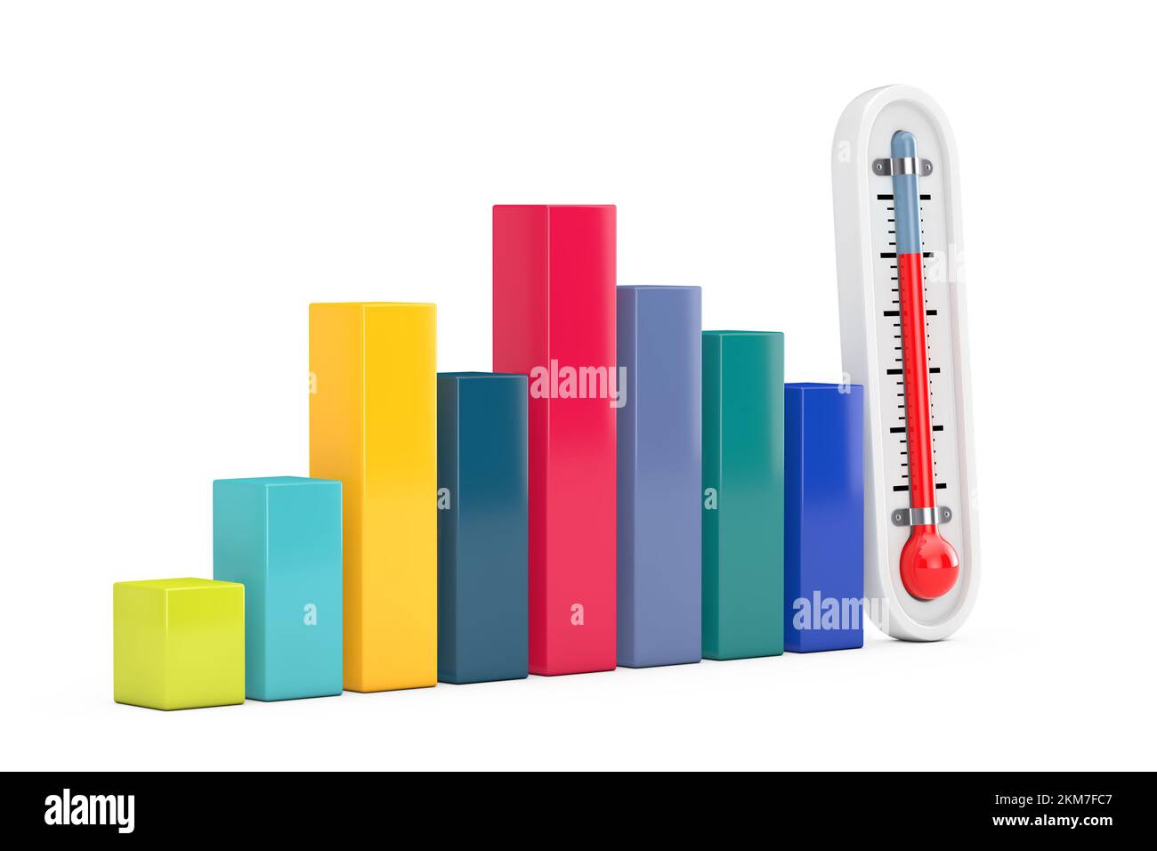 Presentation Business Infographic Graph Bars with Outdoor Thermometer ...