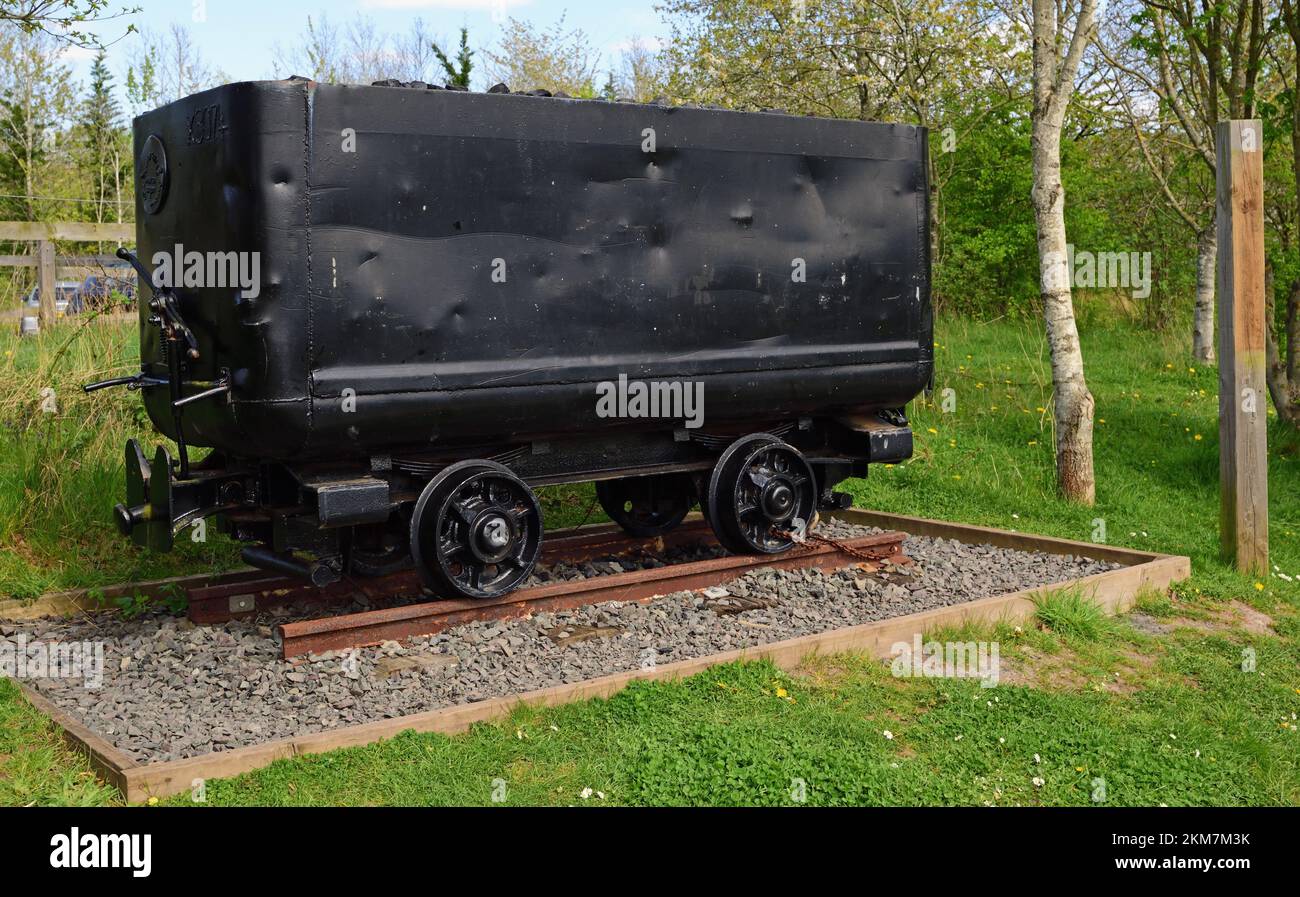 An old coal mining wagon on display at the Severn Valley Country Park ...