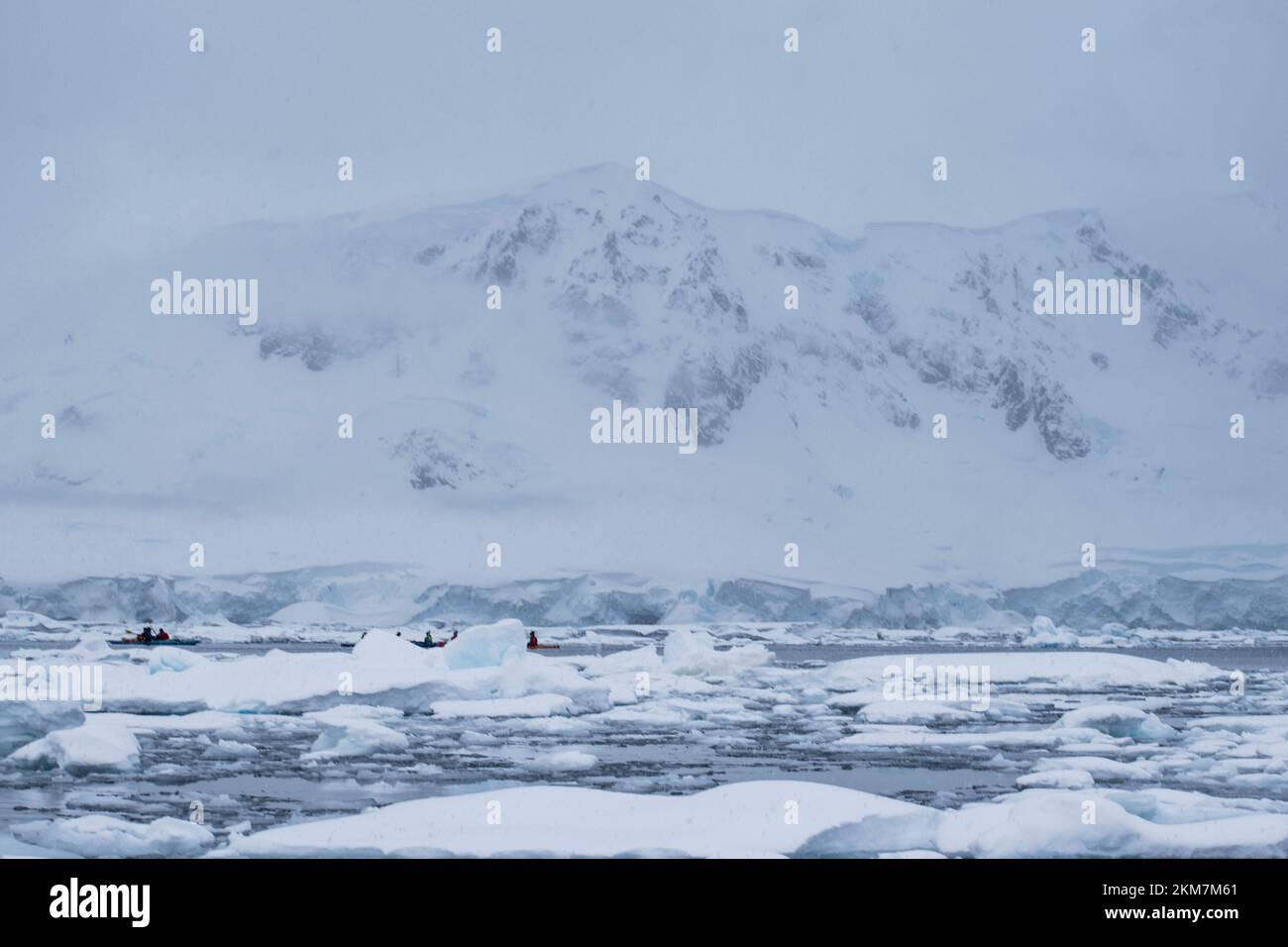 Looking out at the frozen Antarctica Landscape during early spring as ...