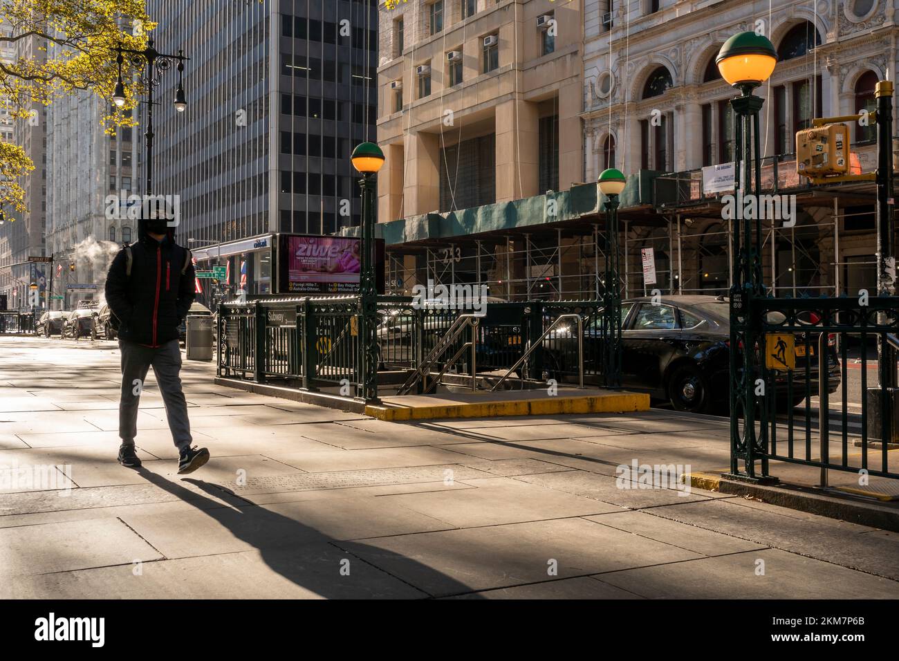 Subway entrance for the City Hall station in Lower Manhattan in New ...