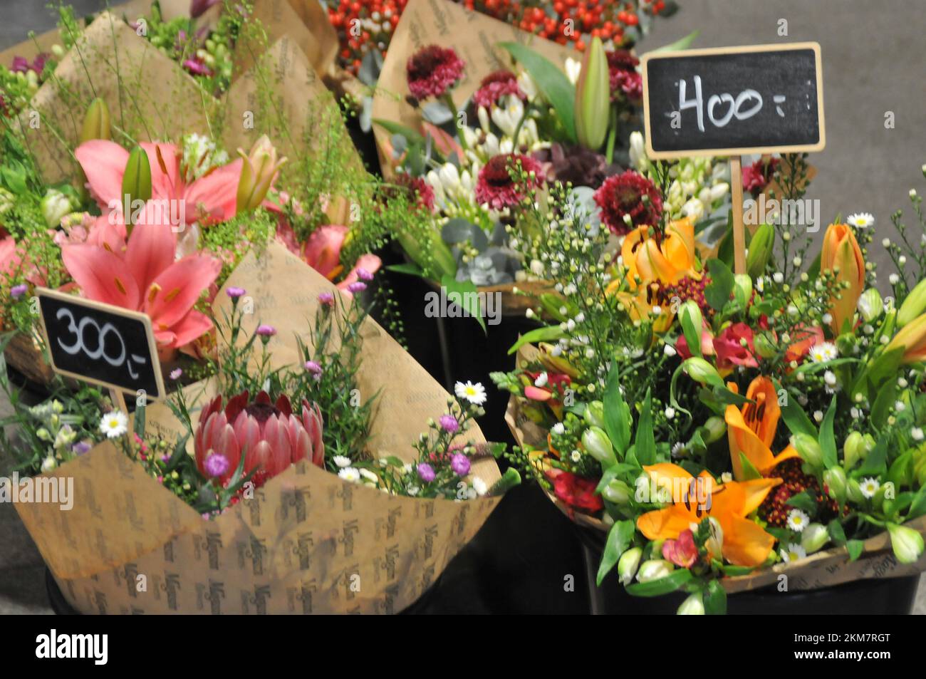 Copenhagen/Denmark/26 November 2022/ Flower bouquets on sale at flower ...