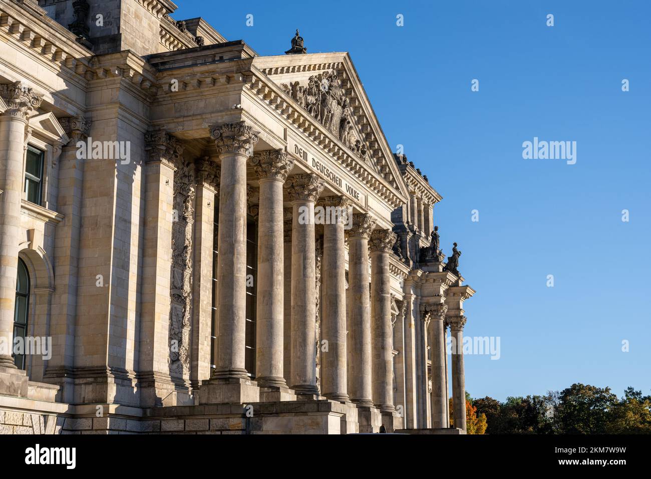 The entrance to the Reichstag in Berlin, the german parliament building ...