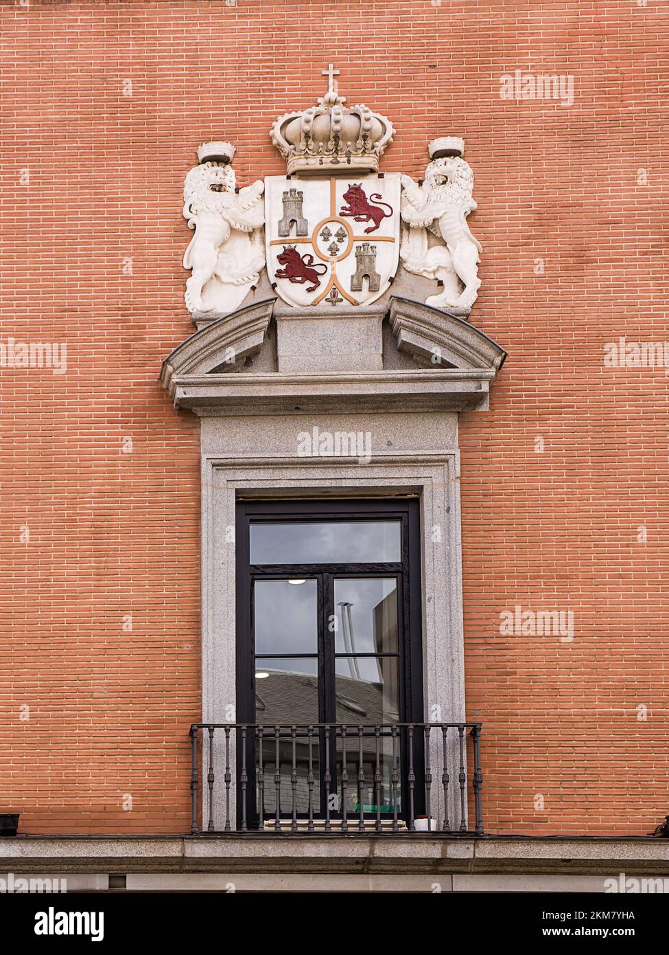 In the center of Madrid window with decoration of the Spanish heraldic ...