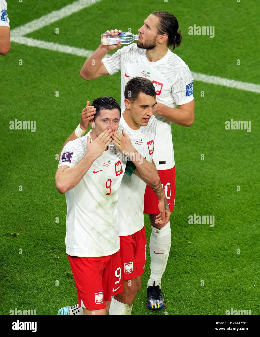 Poland’s Robert Lewandowski celebrates scoring their side's second goal ...