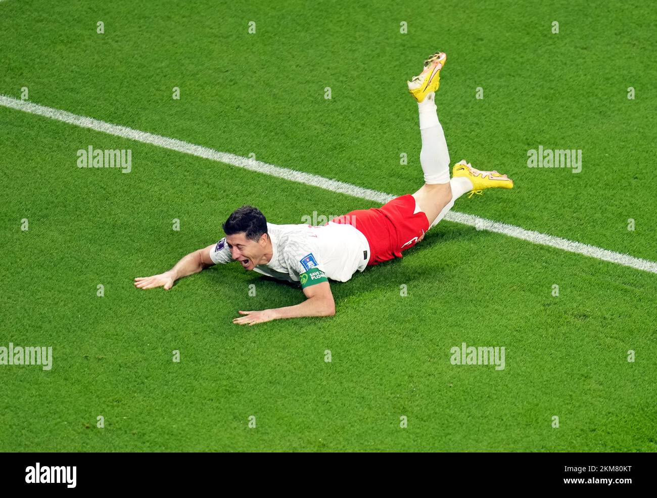 Poland’s Robert Lewandowski celebrates scoring their side's second goal ...