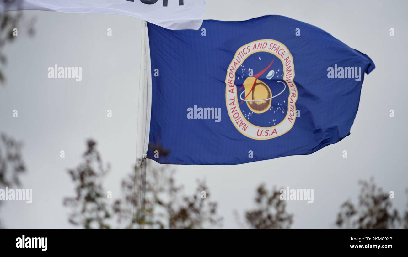 NASA Flag waving in the wind at Space Center Houston - HOUSTON, UNITED ...