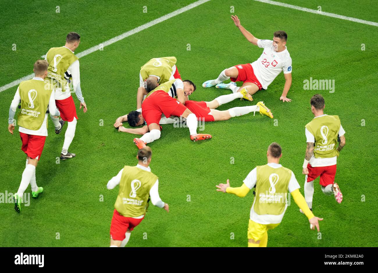Poland’s Robert Lewandowski celebrates scoring their side's second goal ...