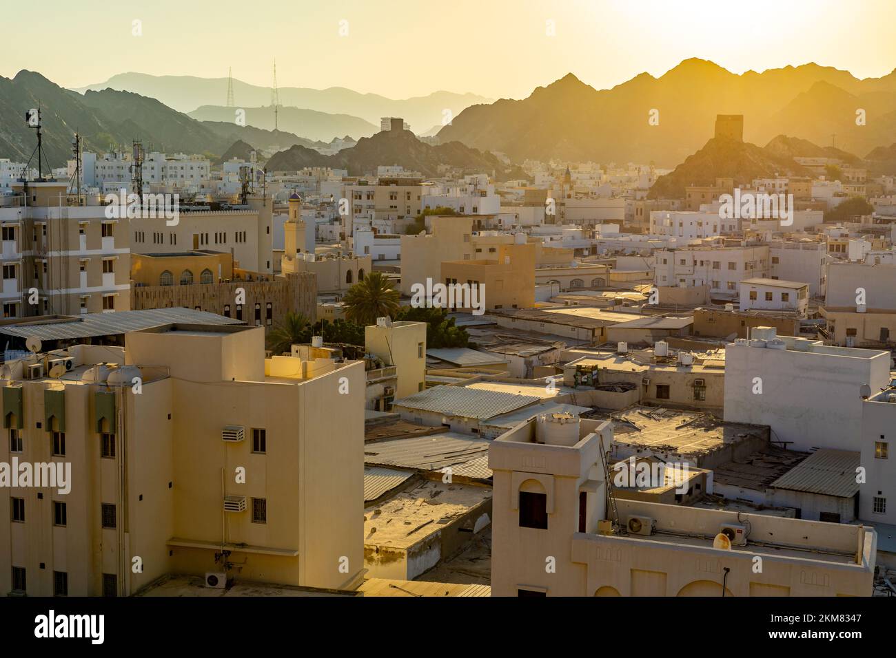 Mutrah Sunset. Cityscape View of Muscat at Beautiful Sunset. The ...