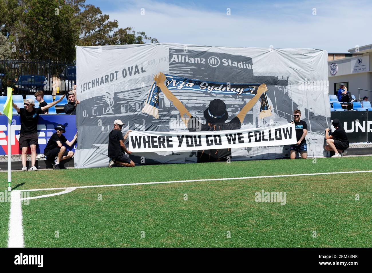 Sydney, Australia. 26th Nov, 2022. Sydney FC supporters hold up a ...