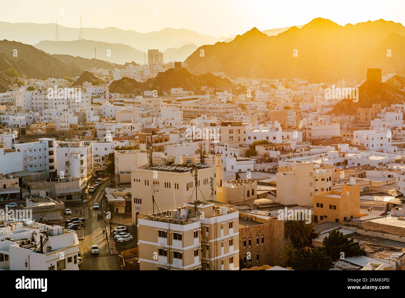 Mutrah Sunset. Cityscape View of Muscat at Beautiful Sunset. The ...