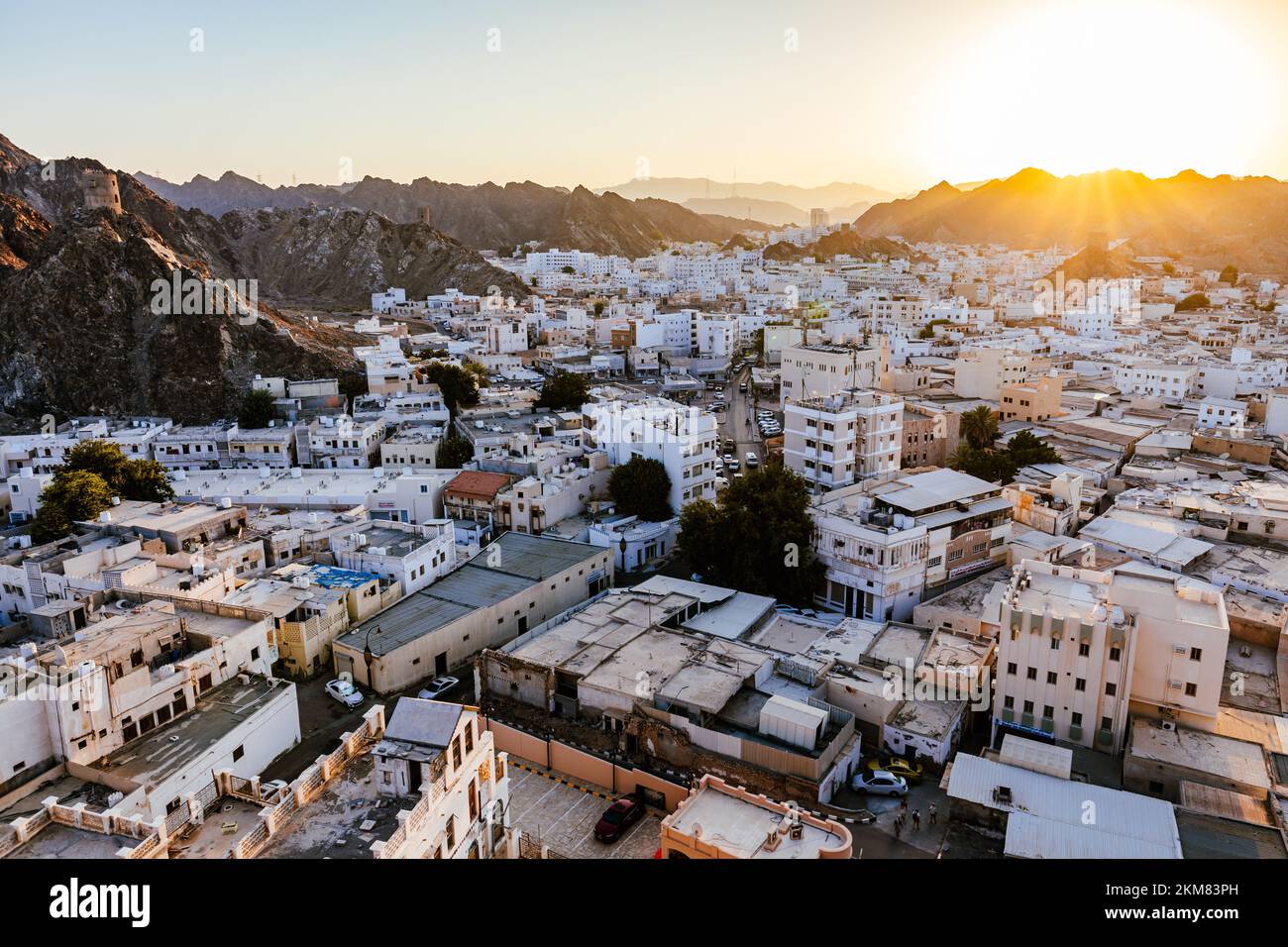 Mutrah Sunset. Cityscape View of Muscat at Beautiful Sunset. The ...