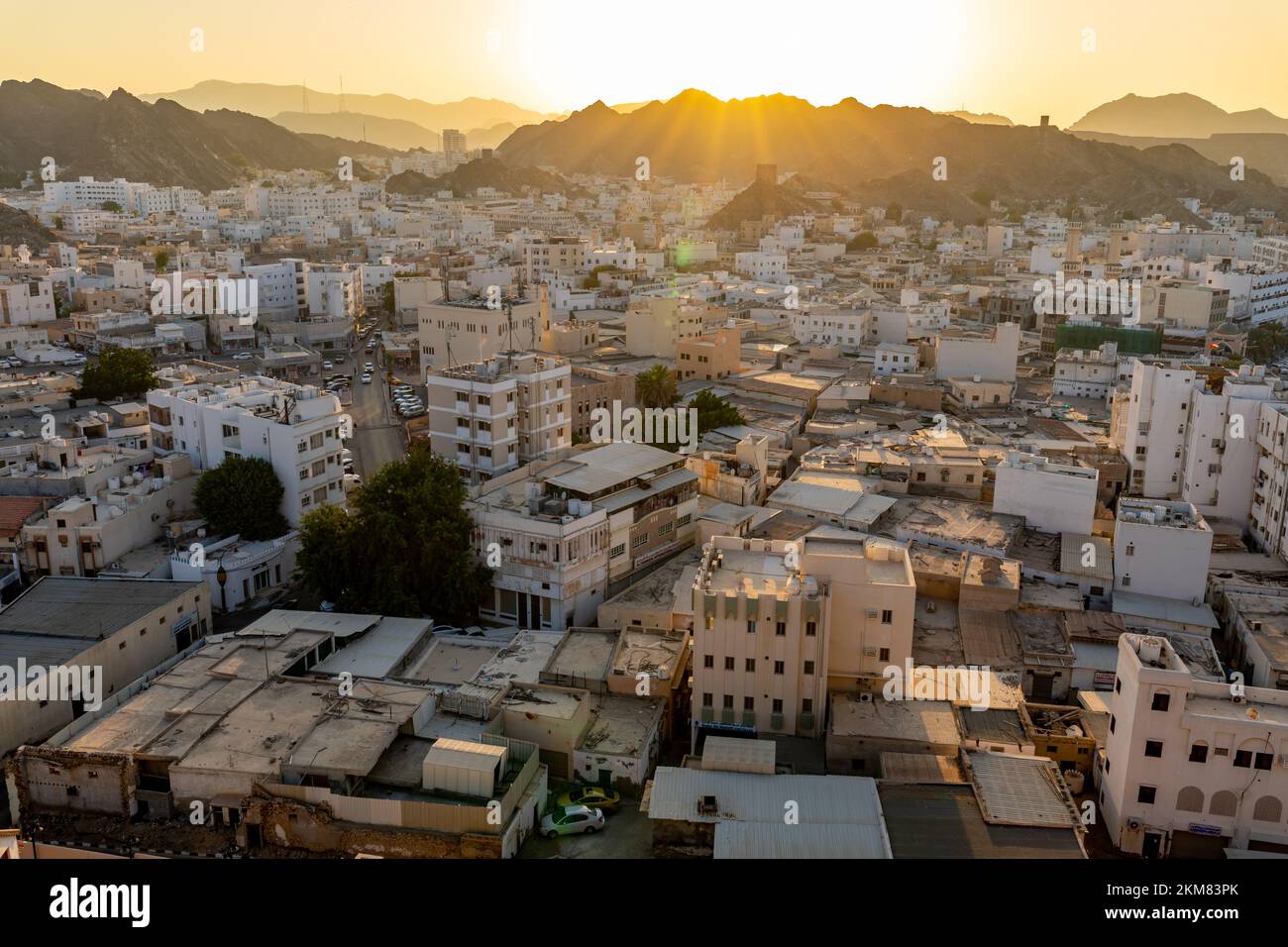 Mutrah Sunset. Cityscape View of Muscat at Beautiful Sunset. The ...