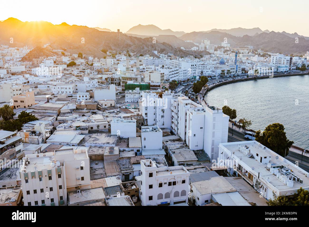 Mutrah Sunset. Cityscape View of Muscat at Beautiful Sunset. The ...