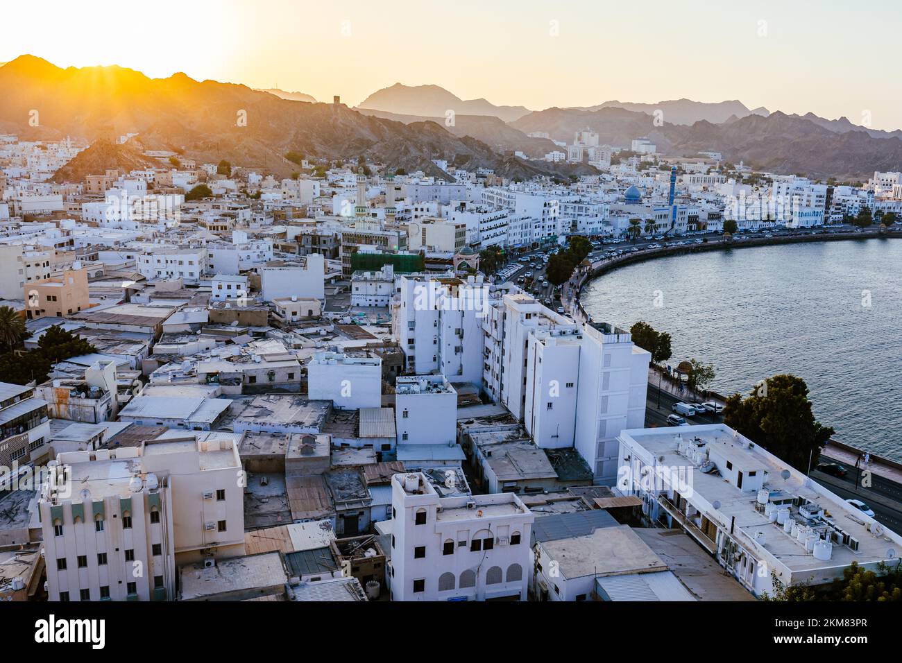 Mutrah Sunset. Cityscape View of Muscat at Beautiful Sunset. The ...