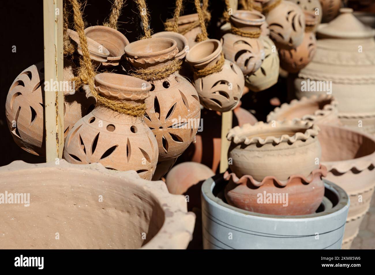 Hand Made Pottery in Nizwa Market. Clay Jars at the Rural Traditional ...