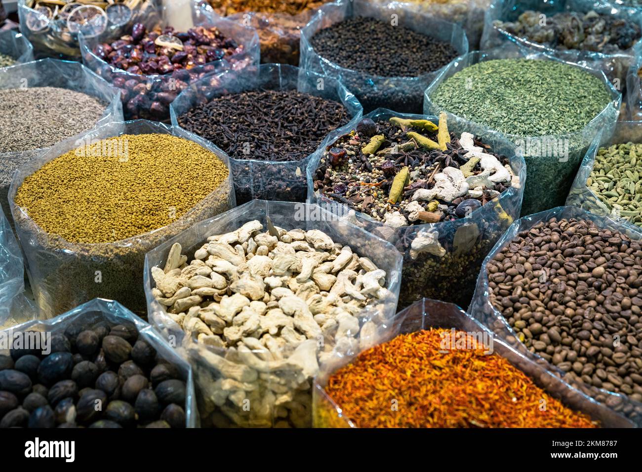 Nuts and Spices in the Old Souq of Nizwa, Oman. Traditional Bazaar with ...