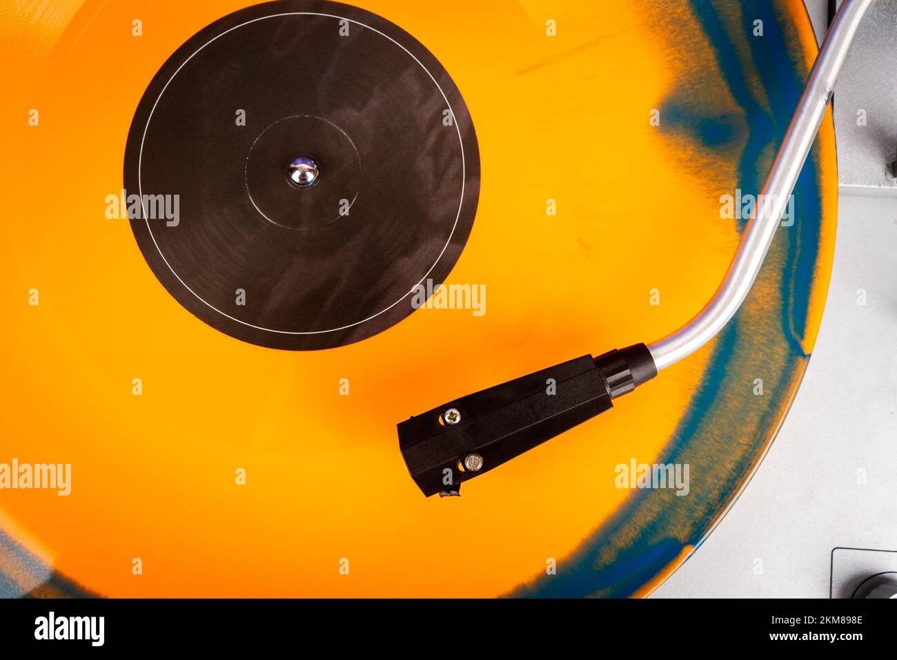 Close up of turntable needle on a vinyl record. Turntable playing vinyl ...