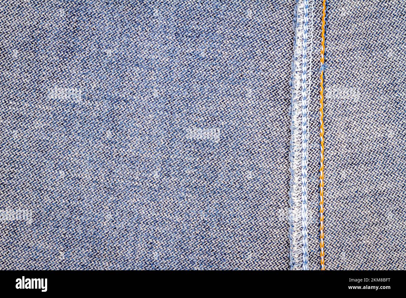 Wrong side of jeans fabric with back seam Stock Photo - Alamy