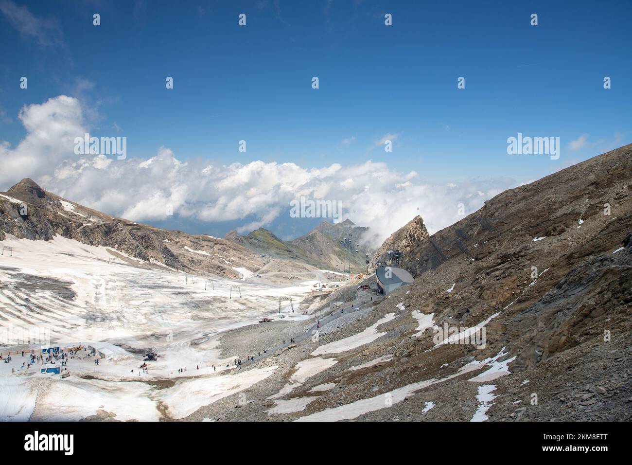 An aerial view of the snowy Alpes mountains in Austria Stock Photo - Alamy