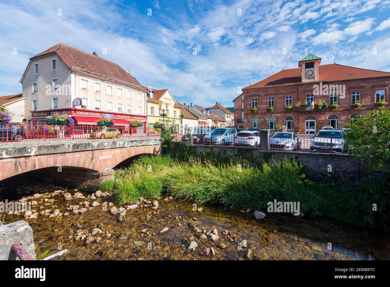 Fraize (Fress): Town Hall, river Meurthe in Lorraine (Lothringen ...