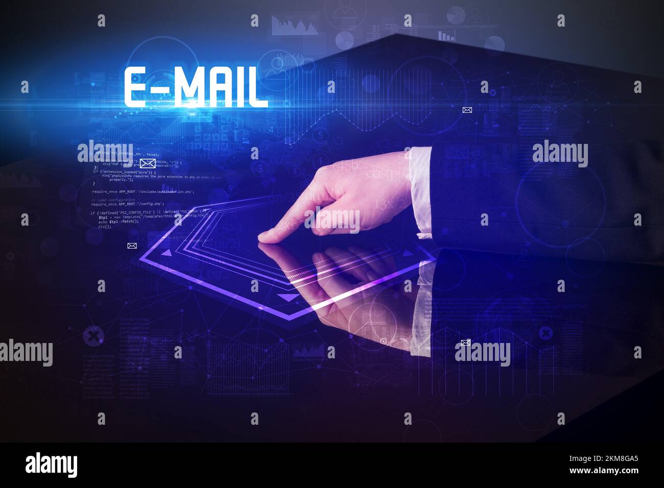 Hand touching digital table concept Stock Photo - Alamy