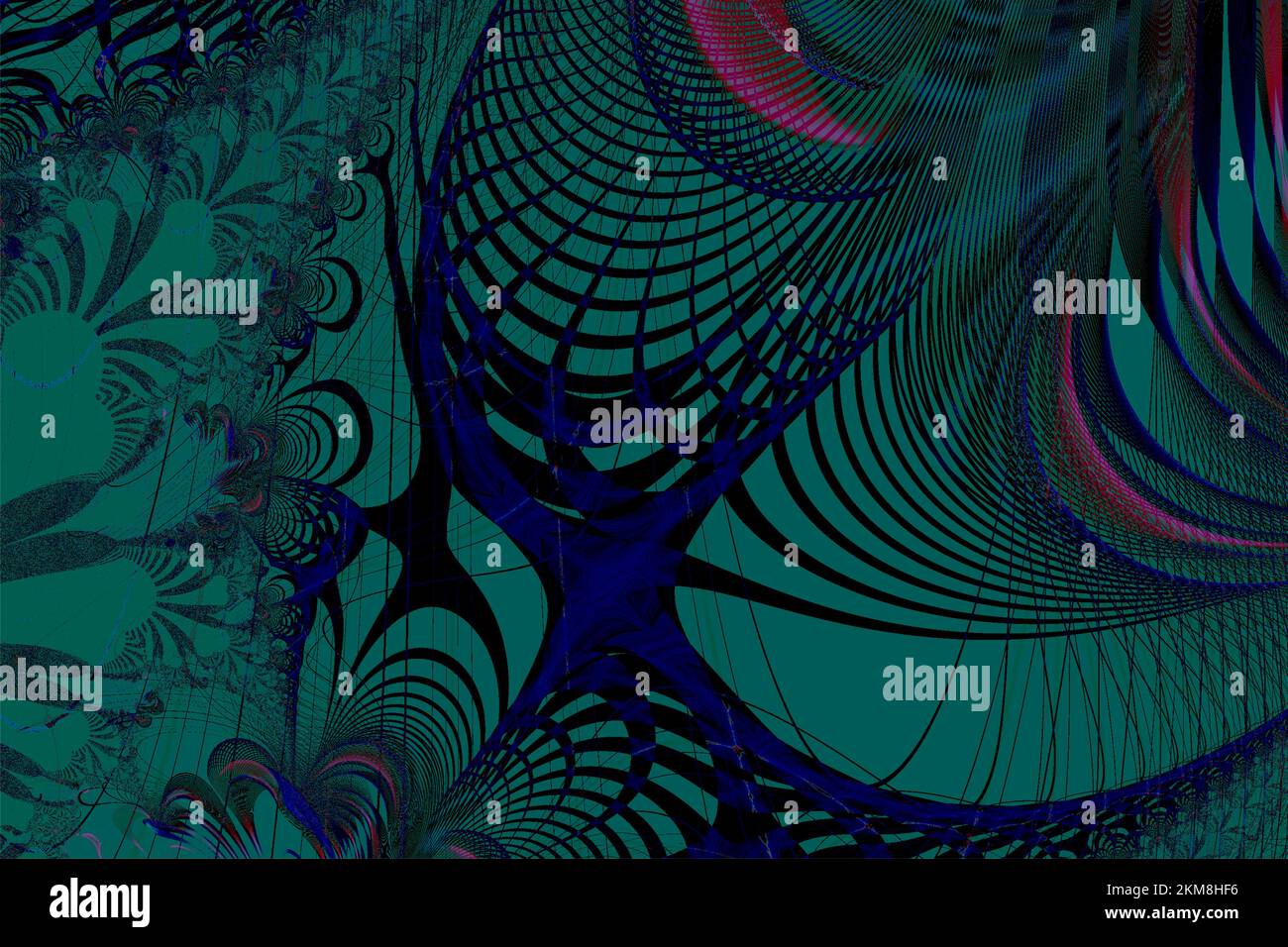 green abstract line drawing, floral decorative illustration, graphic ...