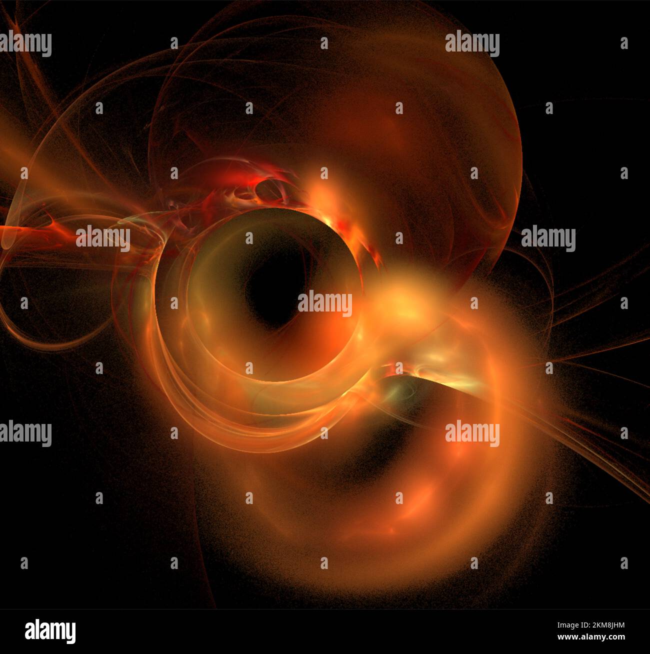 illustration of orange space planet star system, color graphics ...