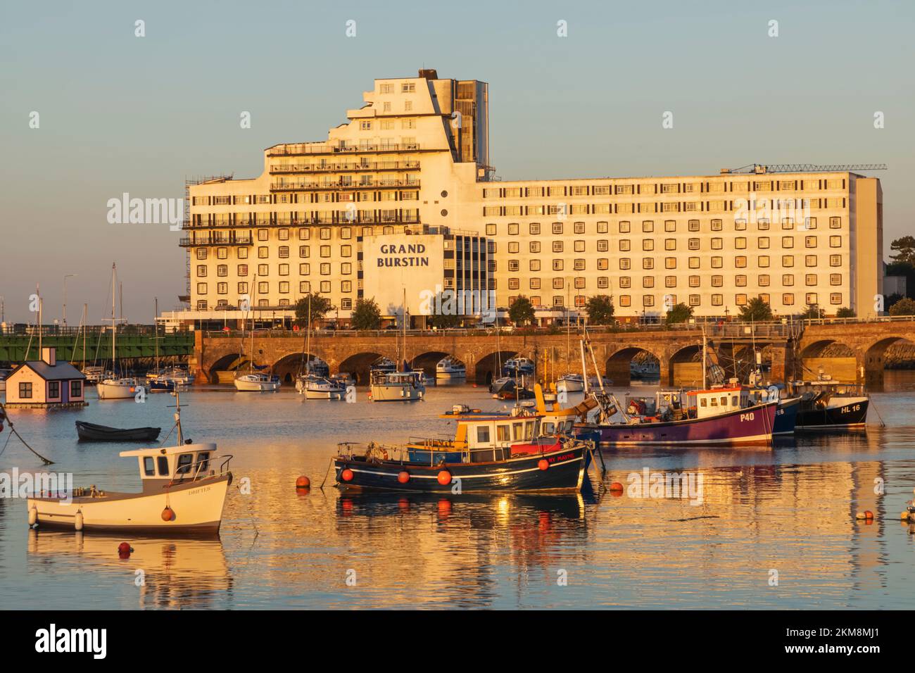 England, Kent, Folkestone, Folkestone Harbour and The Grand Burston ...