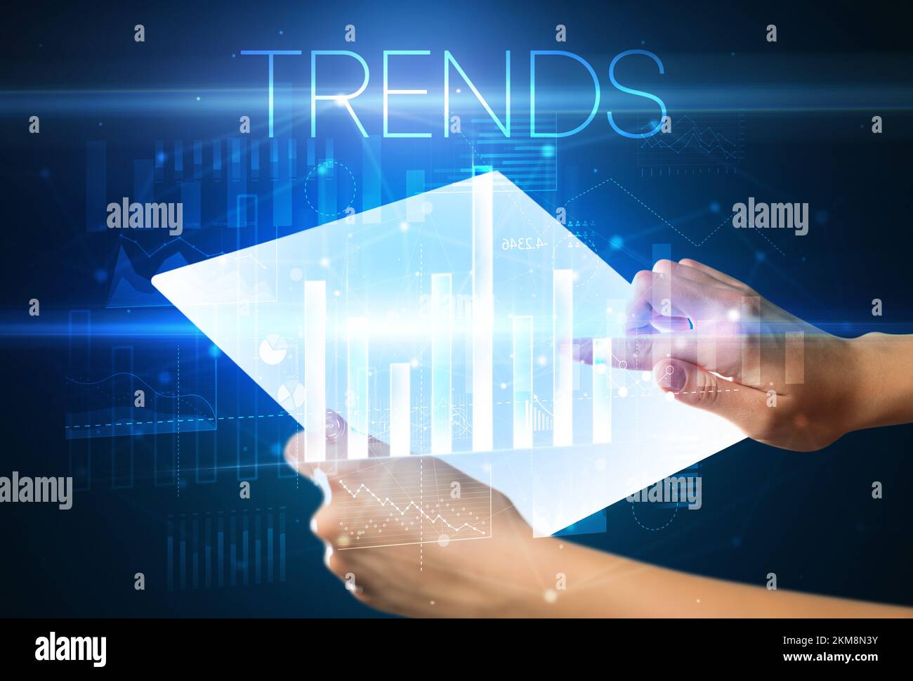 Hand holding futuristic, business concept Stock Photo - Alamy