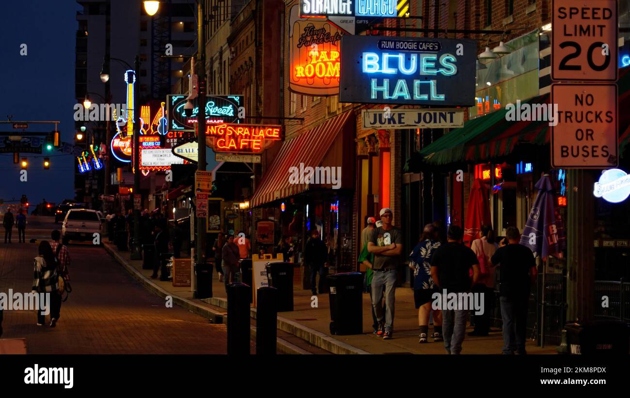 Famous Beale Street in Memphis- the home of Blues and Rock Music ...