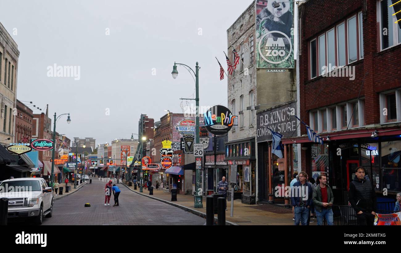 Famous Beale Street in Memphis- the home of Blues and Rock Music ...