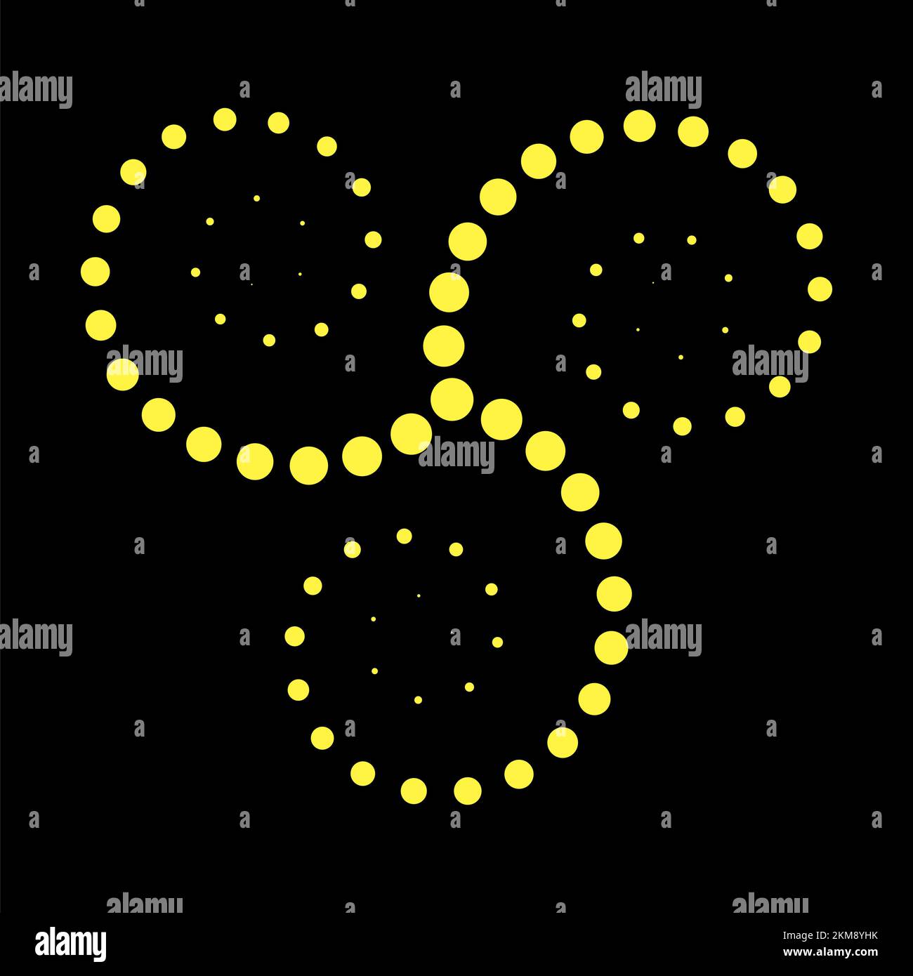 Yellow Circle Dotted Icon Isolated on Black Background Stock Photo - Alamy