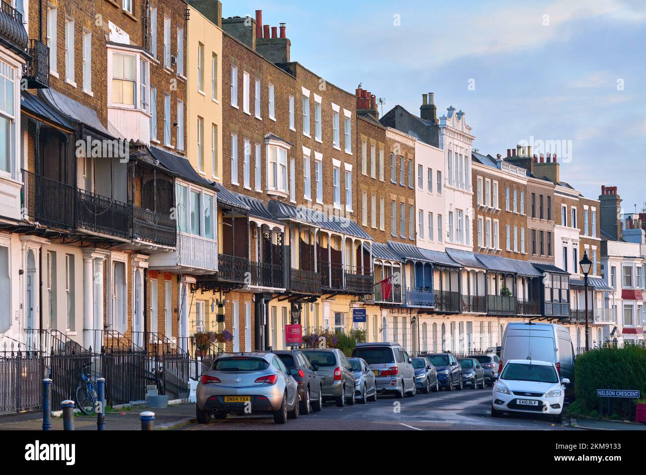 The Nelson Crescent street with parked cars in Ramsgate, UK Stock Photo ...