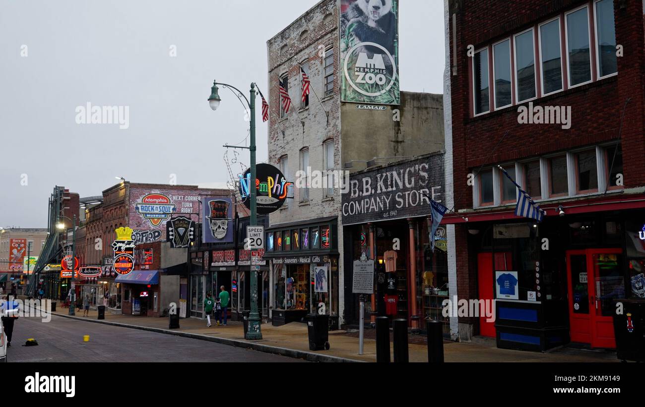 Famous Beale Street in Memphis- the home of Blues and Rock Music ...